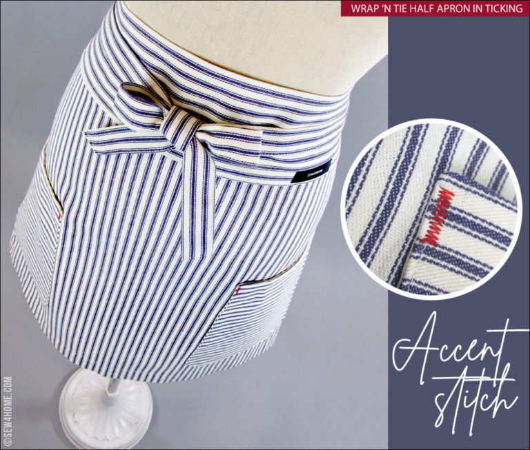Wrap ’n’ Tie Half Apron in Ticking - Sew4Home