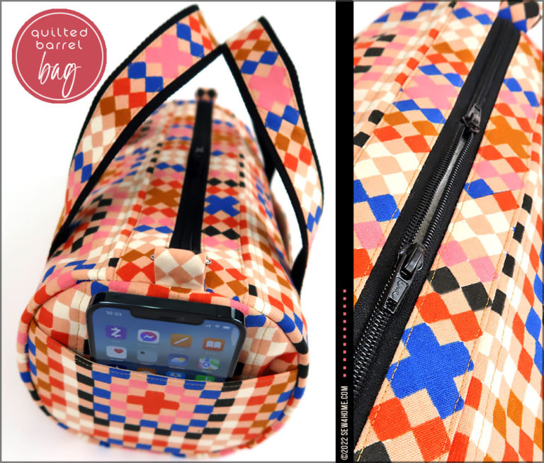 Multi Pocket Quilted Barrel Bag - Sew4Home