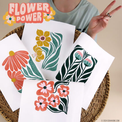 Flower Power Machine Embroidery Design Set - Sew4Home